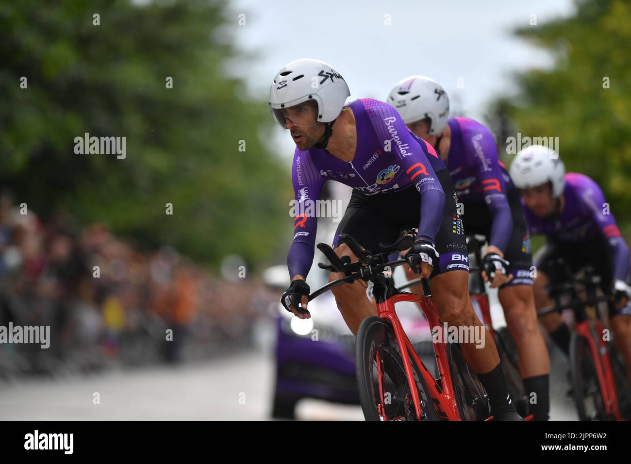 Burgos-BH riders pictured in action during the first stage of the 2022 ...