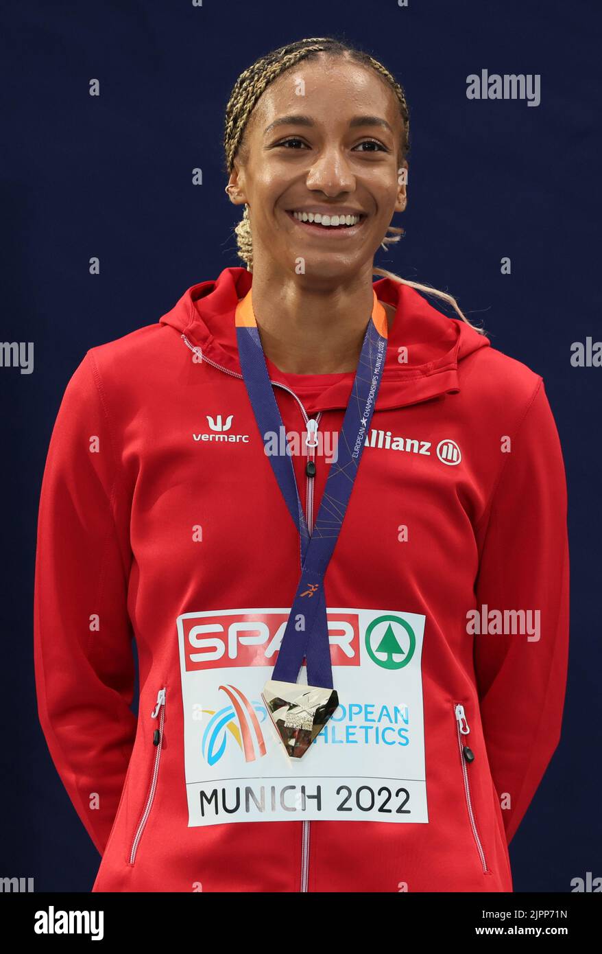 Belgian Nafissatou Nafi Thiam pictured during the podium ceremony of ...