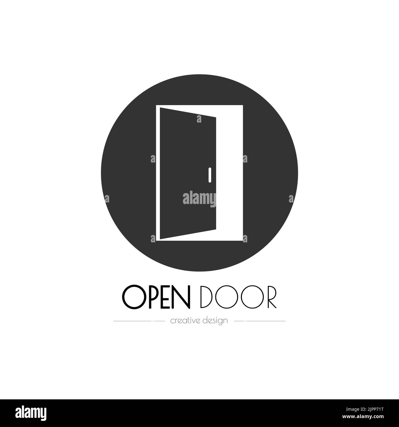 An open door. Template for logo, sticker, brand label and creative ...