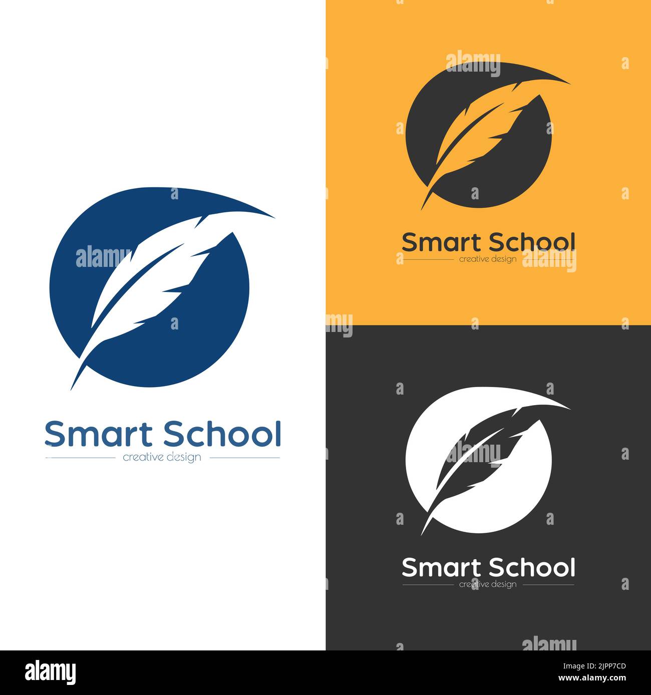 Smart school. A pen in a circle. Template for logo, sticker, brand ...