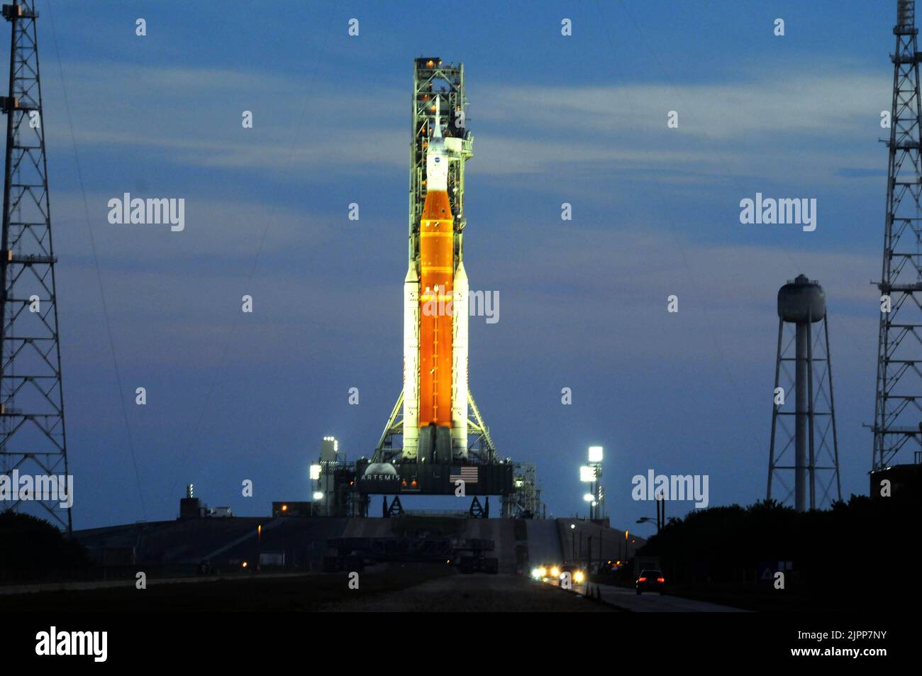 Artemis crawler flags nasa sls clouds ksc boosters moon hi-res stock ...