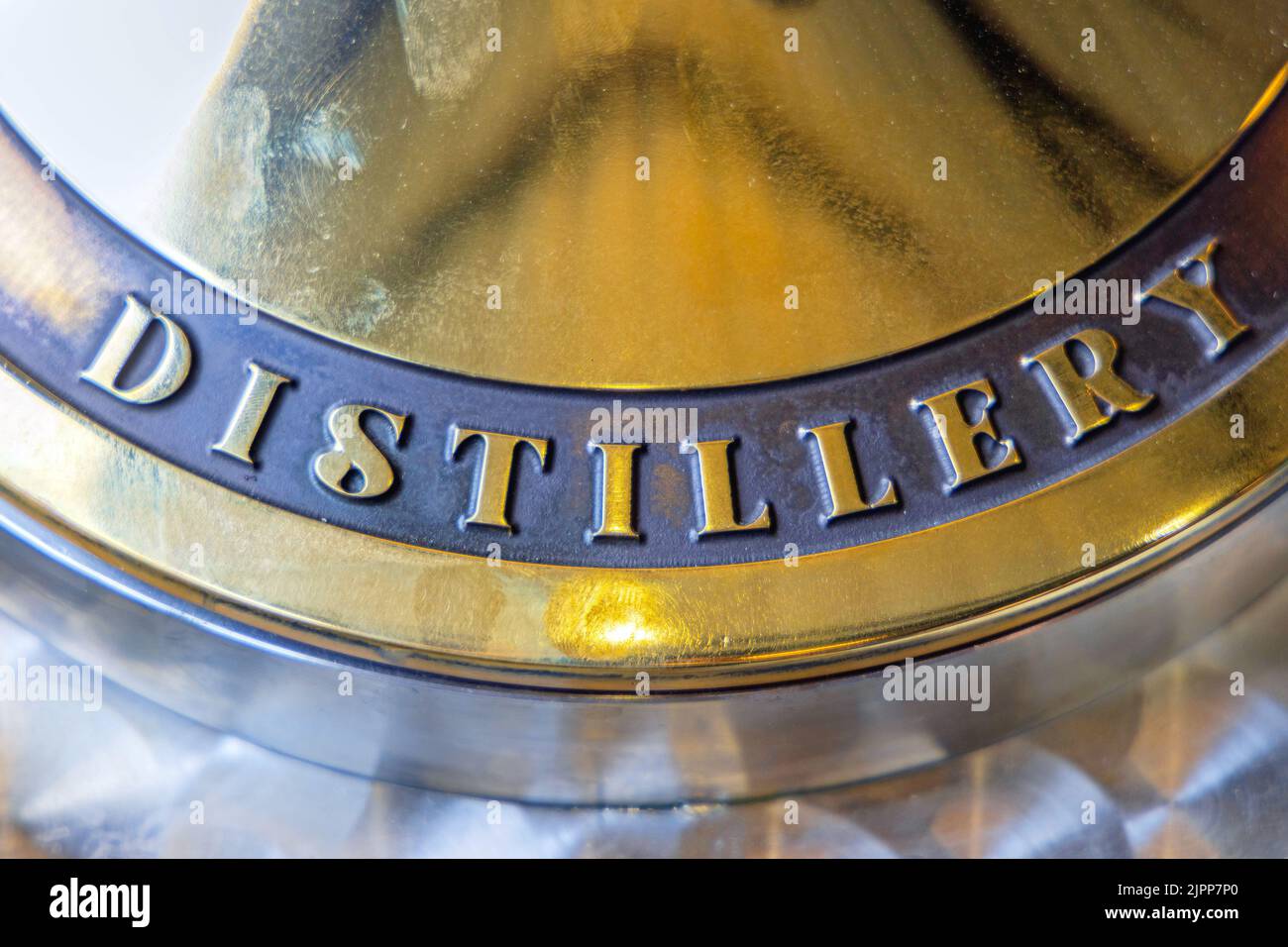 Engraved Brass Metal Sign Distillery at Production Equipment Stock ...