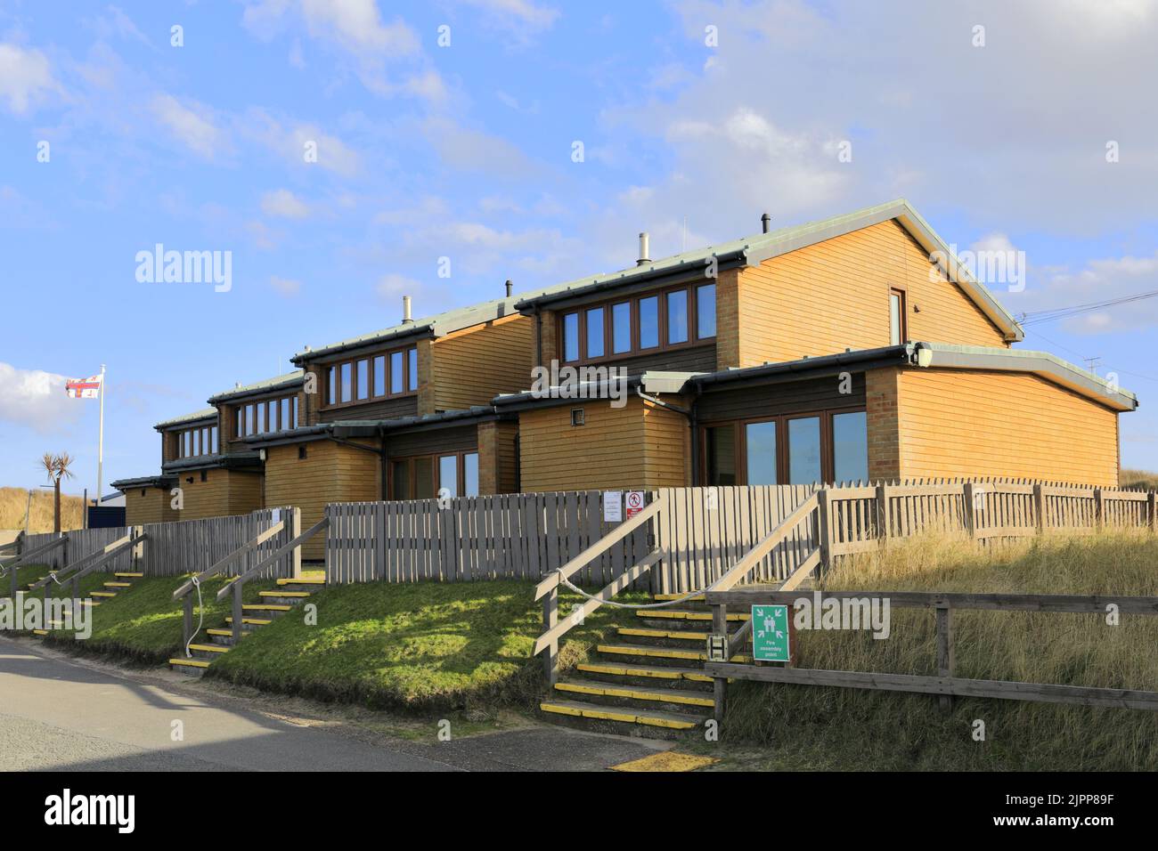 View over the RNLI Houses on Spurn Point, East Riding of Yorkshire ...