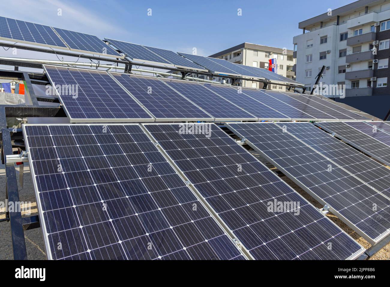 Large Solar Panels Mobile Array at Angle Electric Power Stock Photo - Alamy