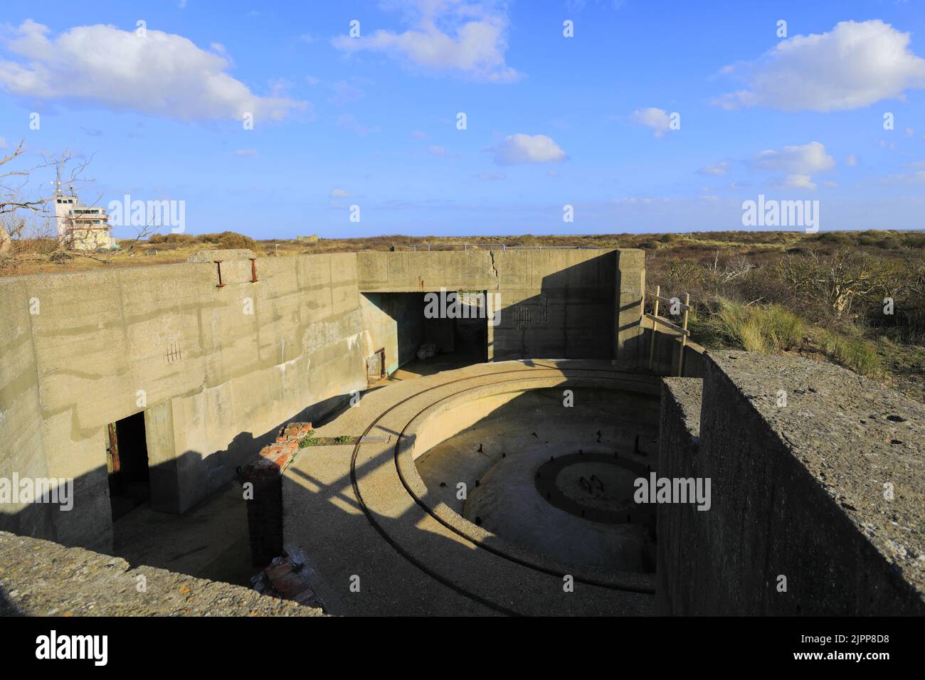 View over the WW2 gun battery on Spurn Head, East Riding of Yorkshire ...