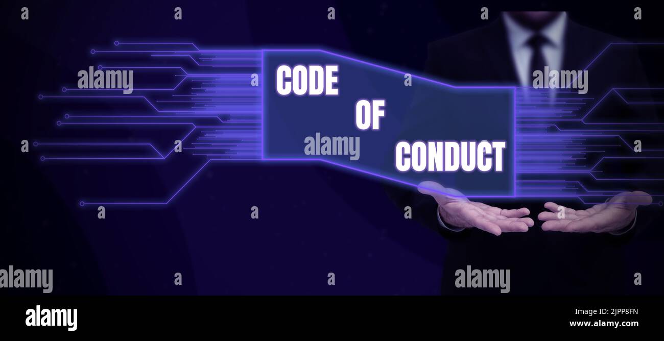 Writing Displaying Text Code Of Conduct Internet Concept Ethics Rules Moral Codes Ethical