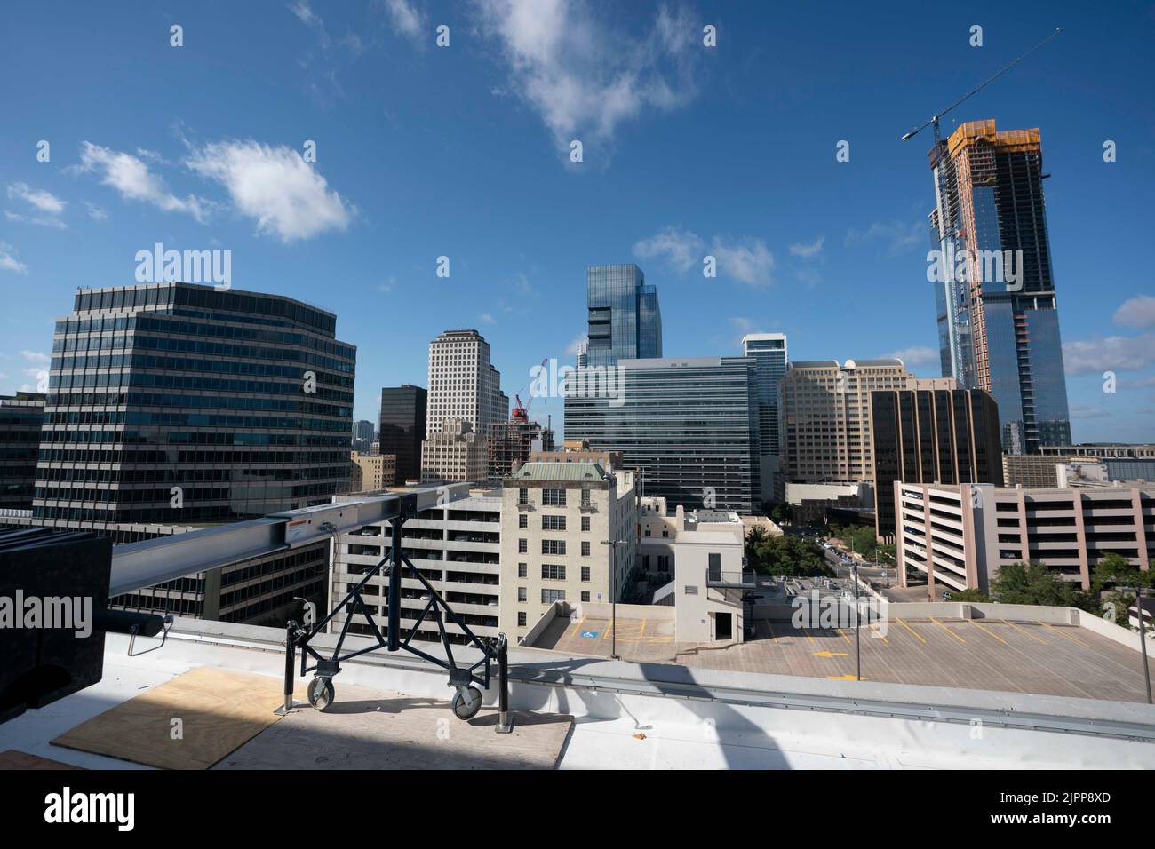 Austin Texas USA, August 2 2022: Construction of a 66-story office and ...