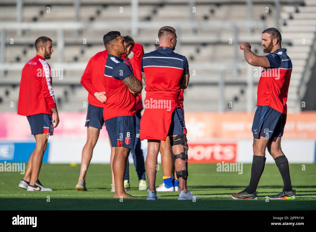 Hull KR players arrive at The Totally Wicked Stadium, Home of St Helens ...