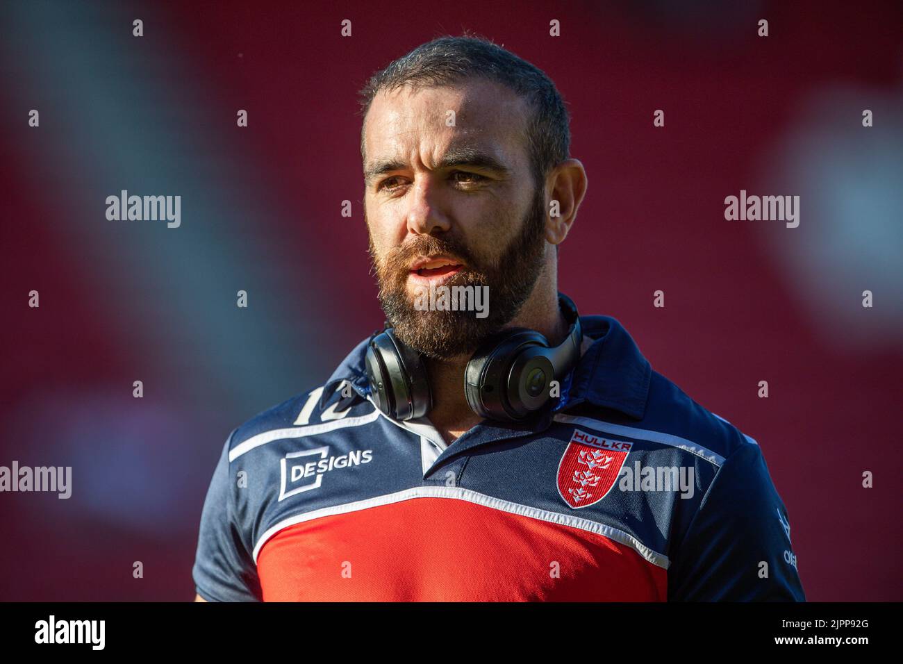 Kane Linnett #12 of Hull KR arrives at The Totally Wicked Stadium, Home ...