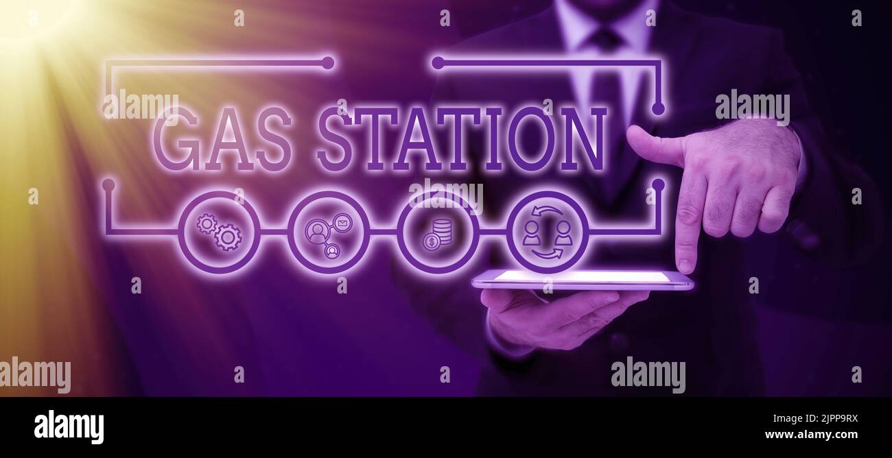 Inspiration showing sign Gas Station, Word for for servicing motor ...