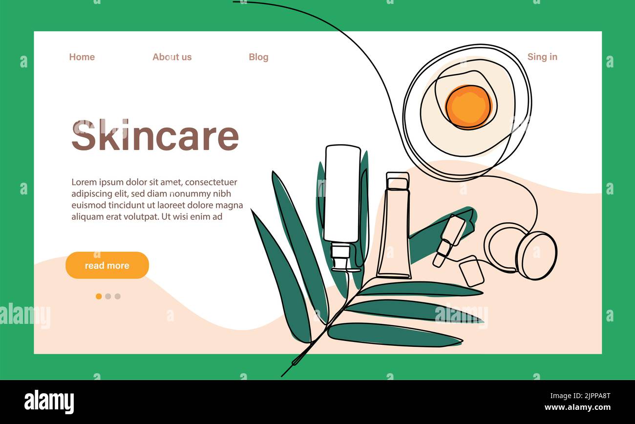 Skin care concept. Landing page template. Morning routine. Bath time ...