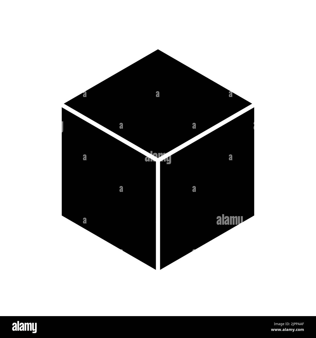 Simple Flat Design Black Cube in 3D Style Perspective View. Vector ...
