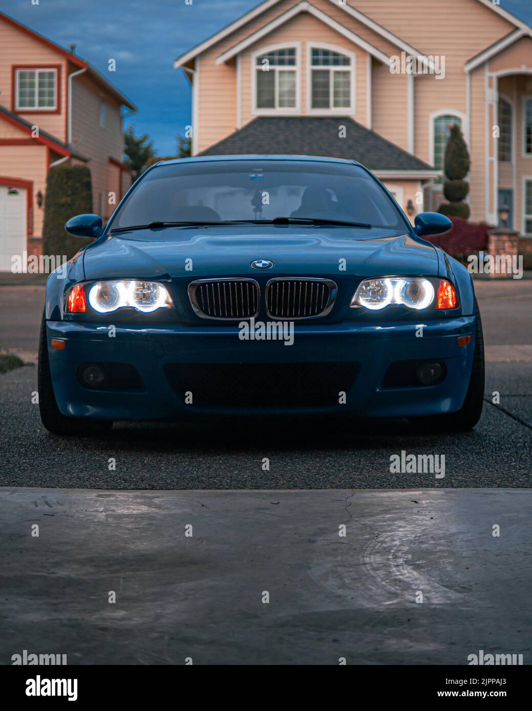 The BMW 2003 M3 Laguna Seca Blue parked in a yard Stock Photo - Alamy