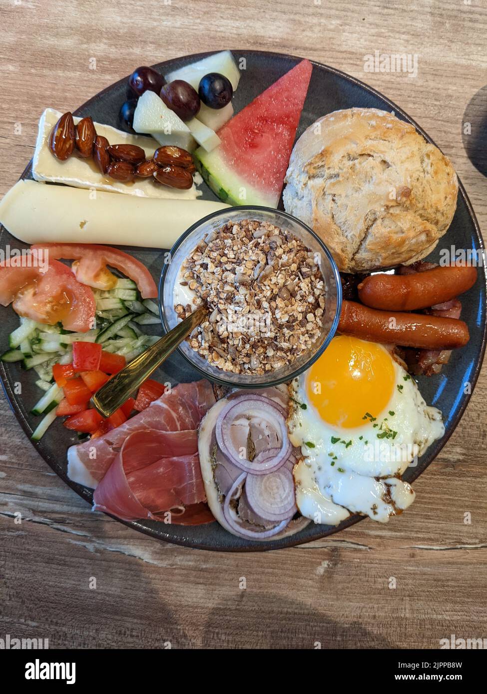 A top view of a delicious breakfast plate Stock Photo - Alamy