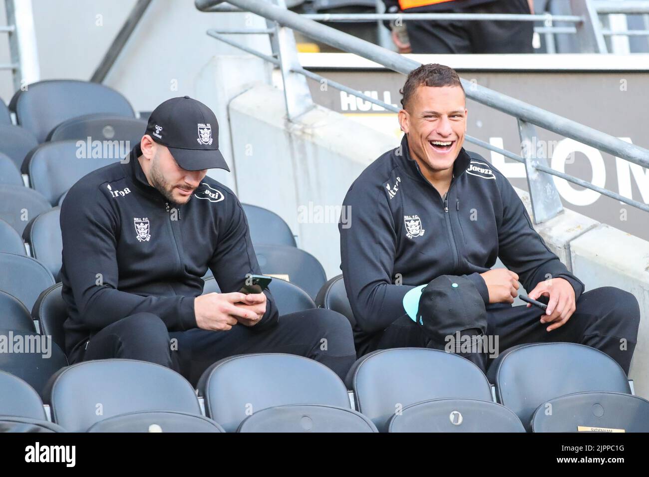 Jake Connor #1 of Hull FC and Kane Evans #16 of Hull FC in the stands ...