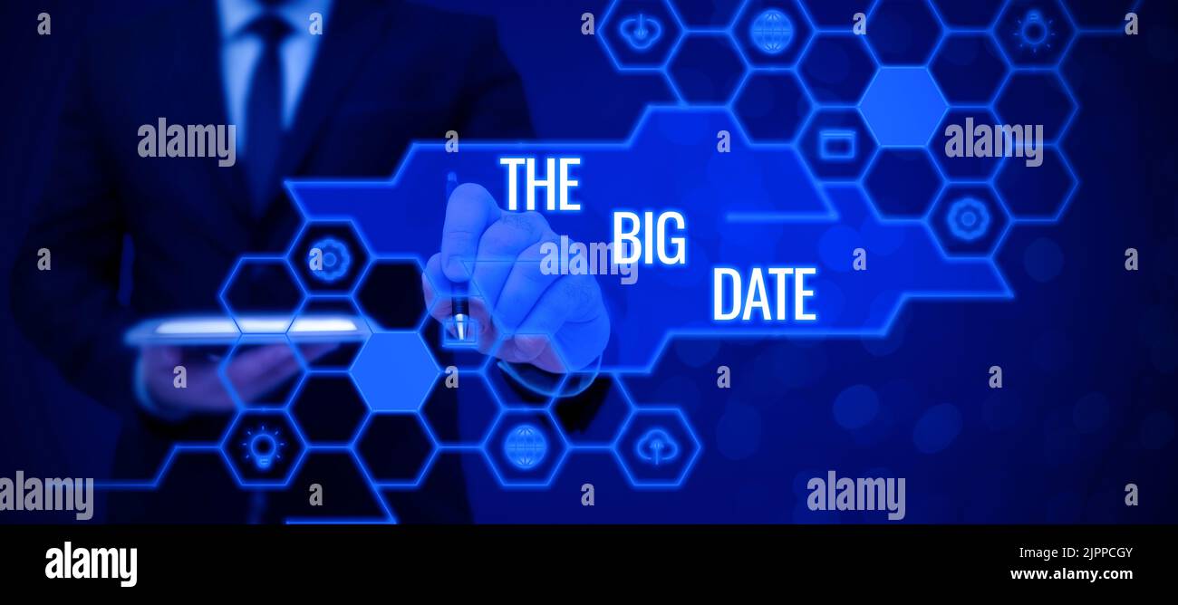 Sign displaying The Big Date, Word Written on Important day for a couple relationship wedding ...