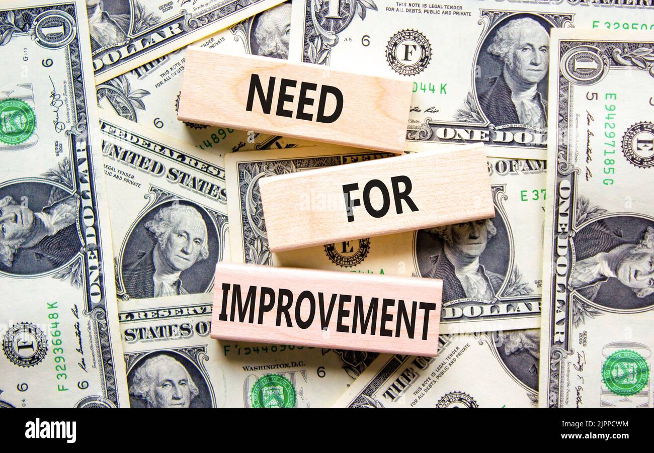 Need for improvement and support symbol. Concept words Need for ...