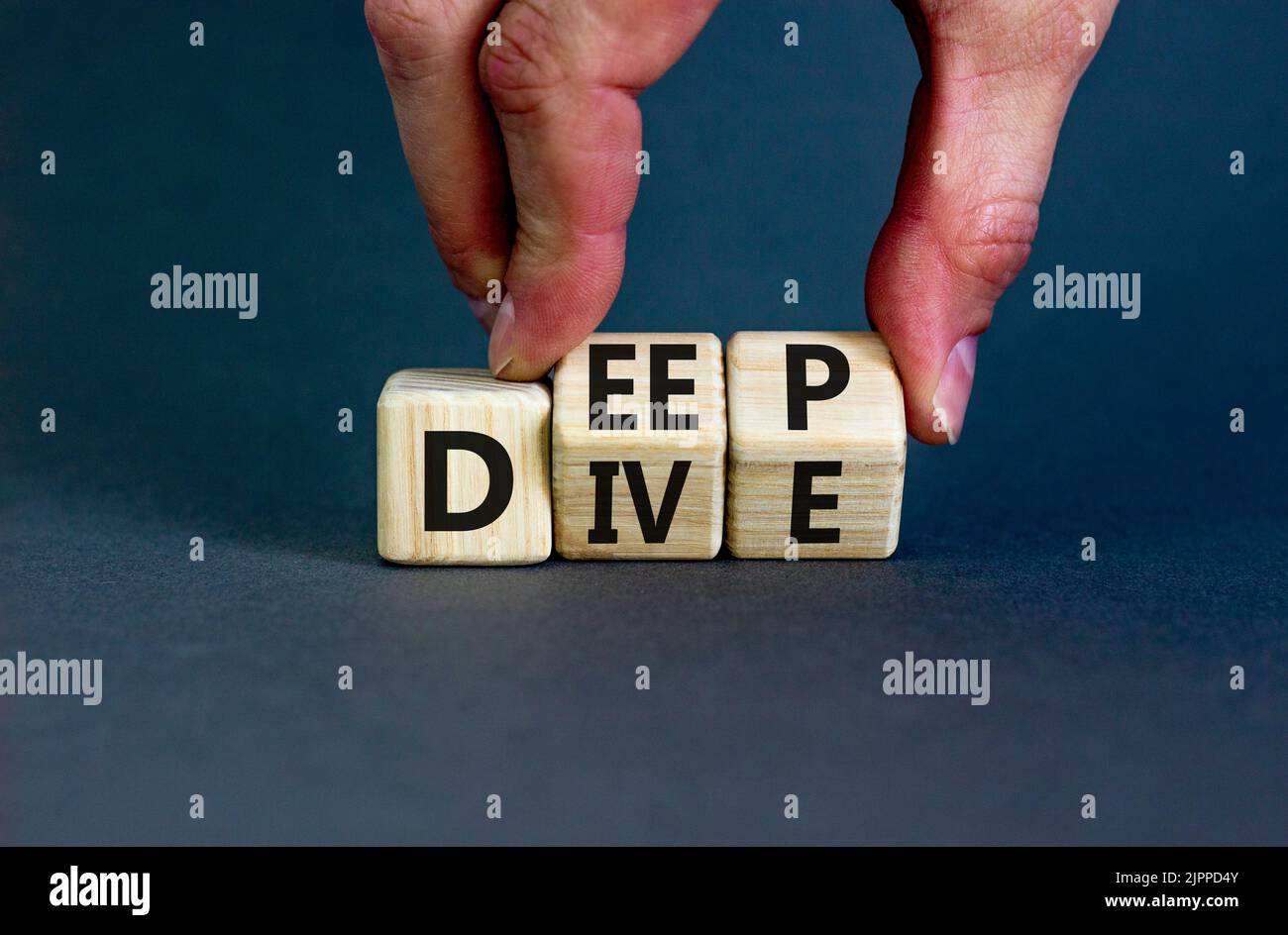Deep dive symbol. Concept words Deep dive on wooden cubes. Beautiful ...