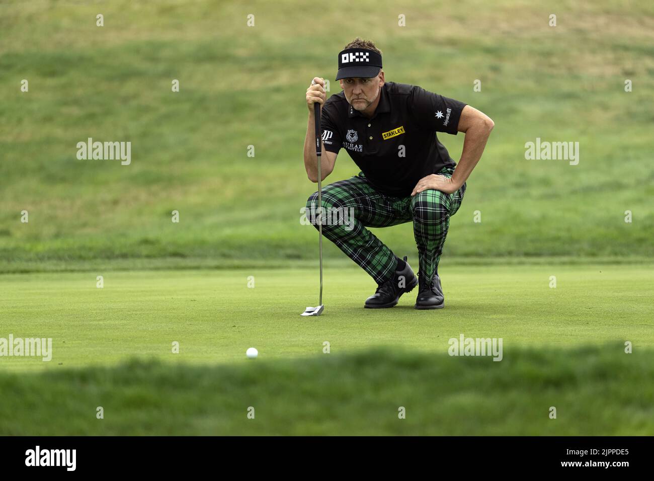 Ian Poulter of Britain competes during the D+D Real Czech Masters golf ...