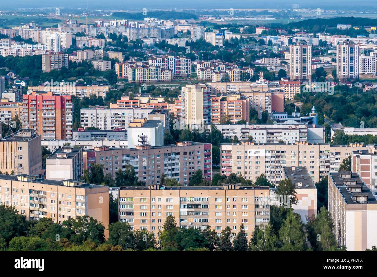 aerial panoramic view of the residential area of high-rise buildings ...