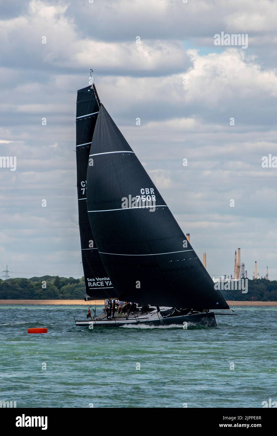 large racing yacht under full sail close hauled port tack during the ...