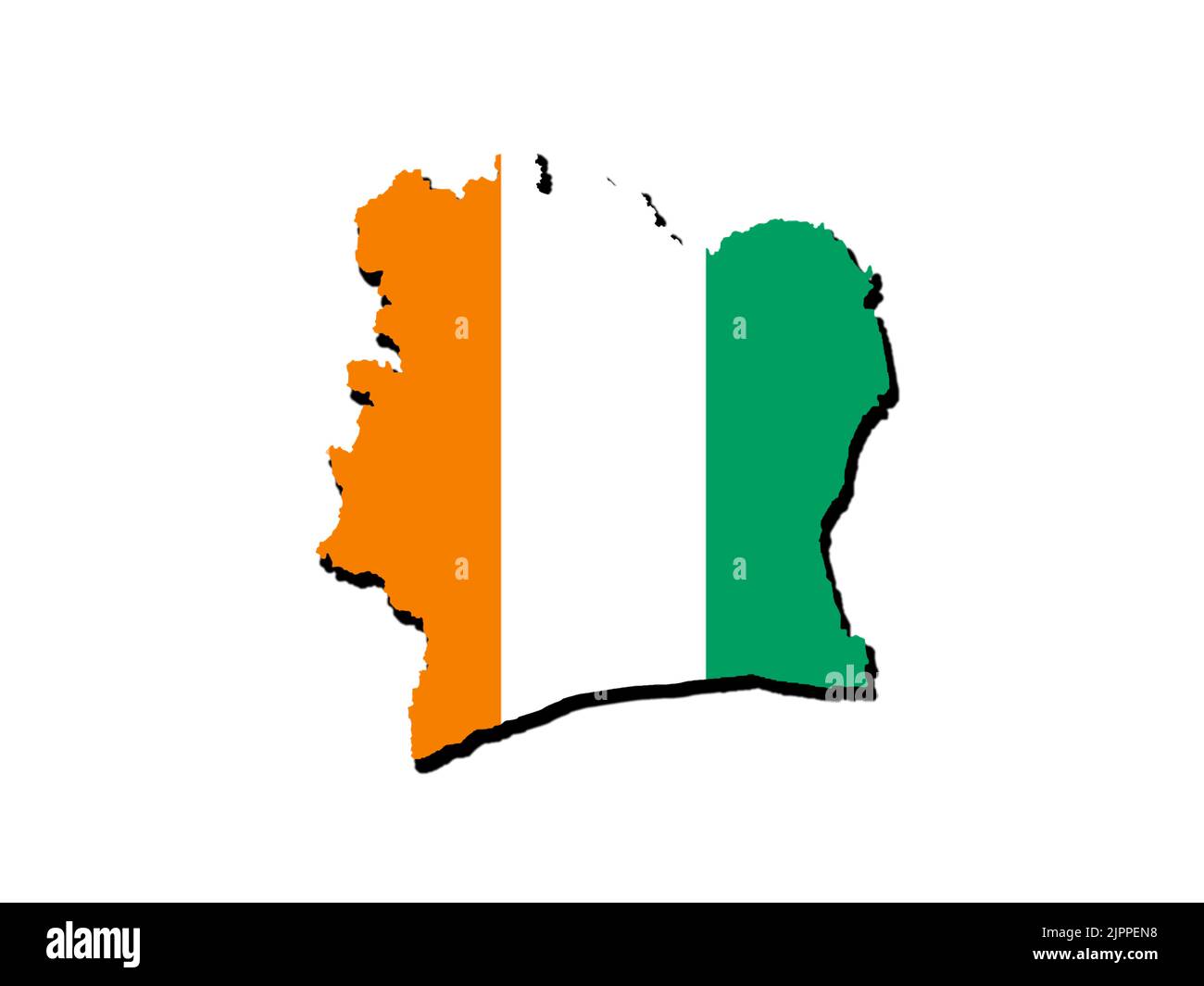 Silhouette of the map of Ivory Coast with its flag Stock Photo - Alamy