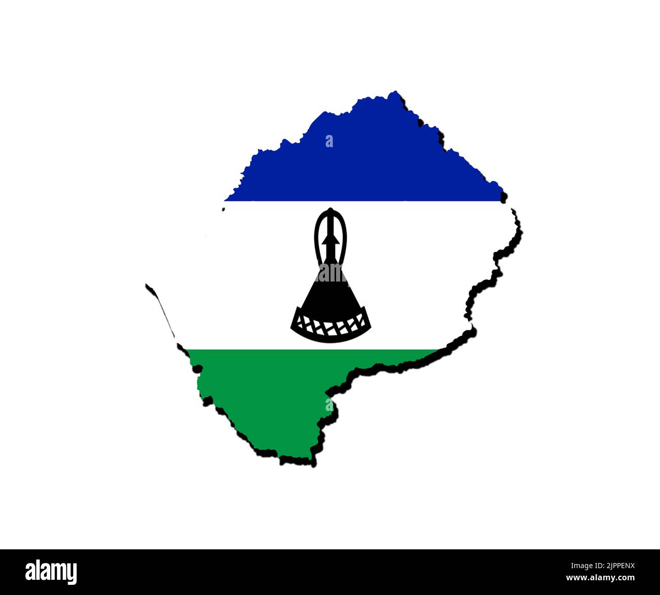 Silhouette of the map of lesotho with its flag Stock Photo - Alamy