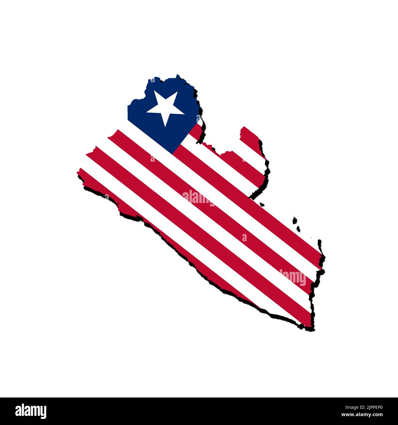 Silhouette of the map of Liberia with its flag Stock Photo - Alamy