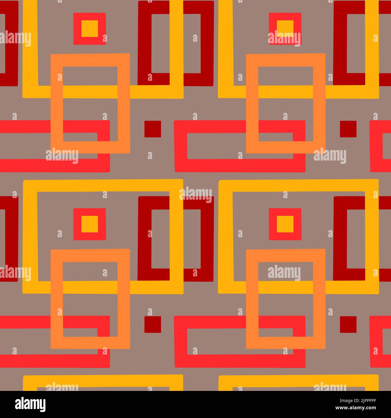 Bold yellow and orange irregular squares on beige background. 60s, 70s ...