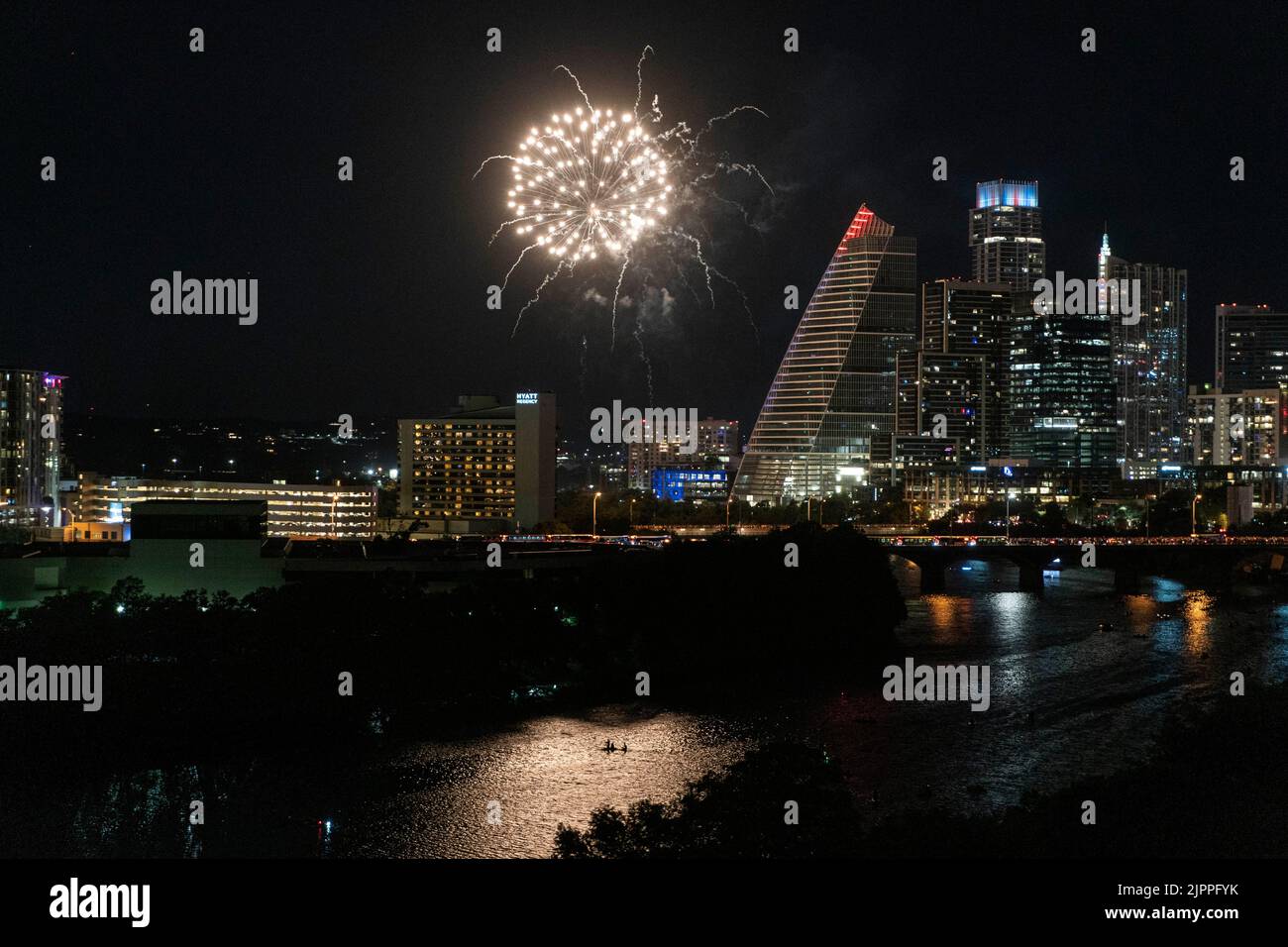 Boaters dot the surface of Lady Bird Lake for the traditional Fourth of ...