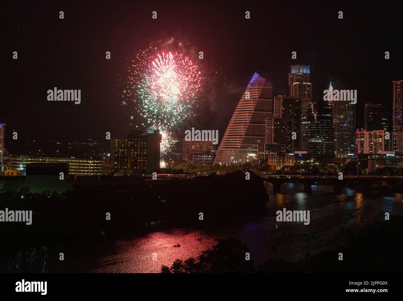 Boaters dot the surface of Lady Bird Lake for the traditional Fourth of ...
