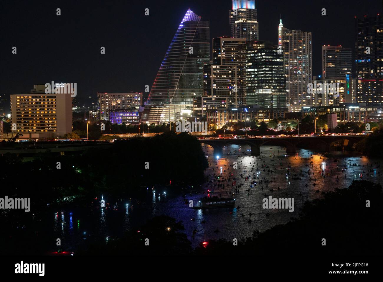 Boaters dot the surface of Lady Bird Lake for the traditional Fourth of ...