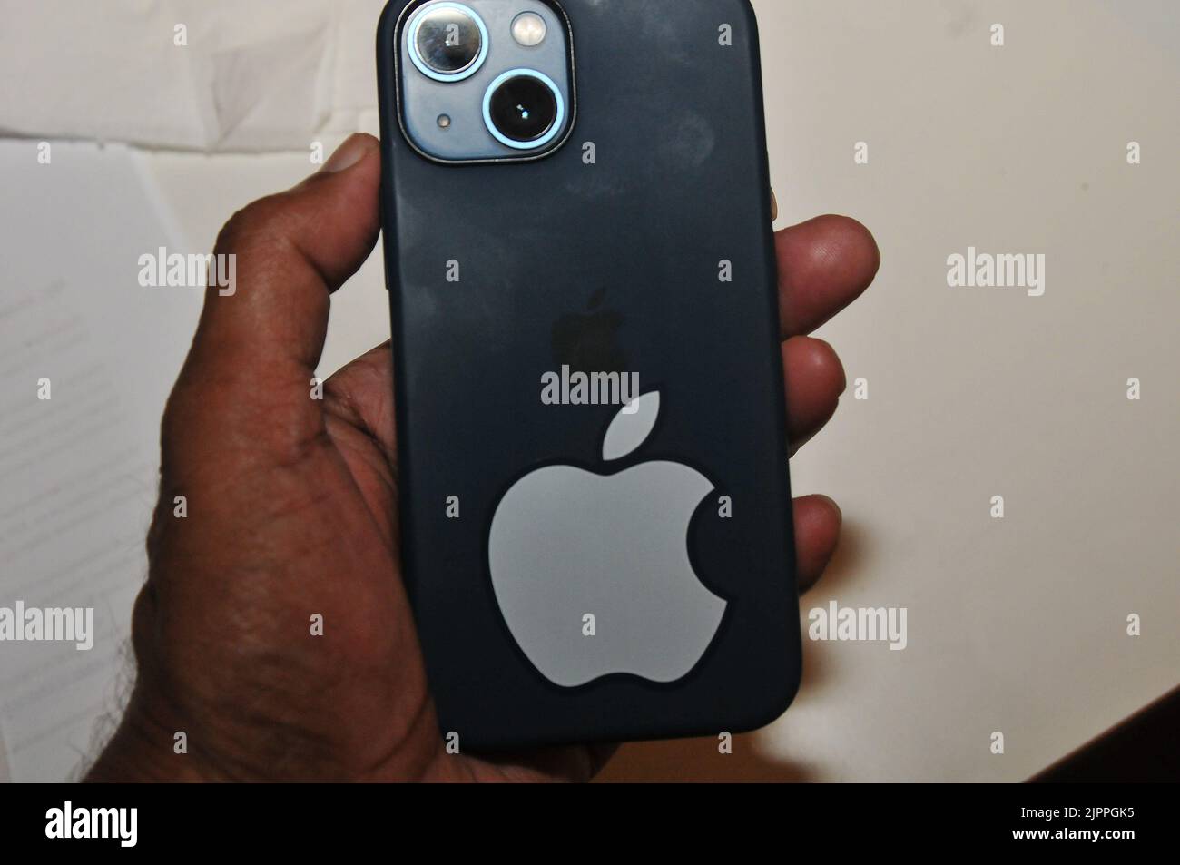 Copenhagen /Denmark/19 August 2022/ Apple iphone mini 13 in danish ...