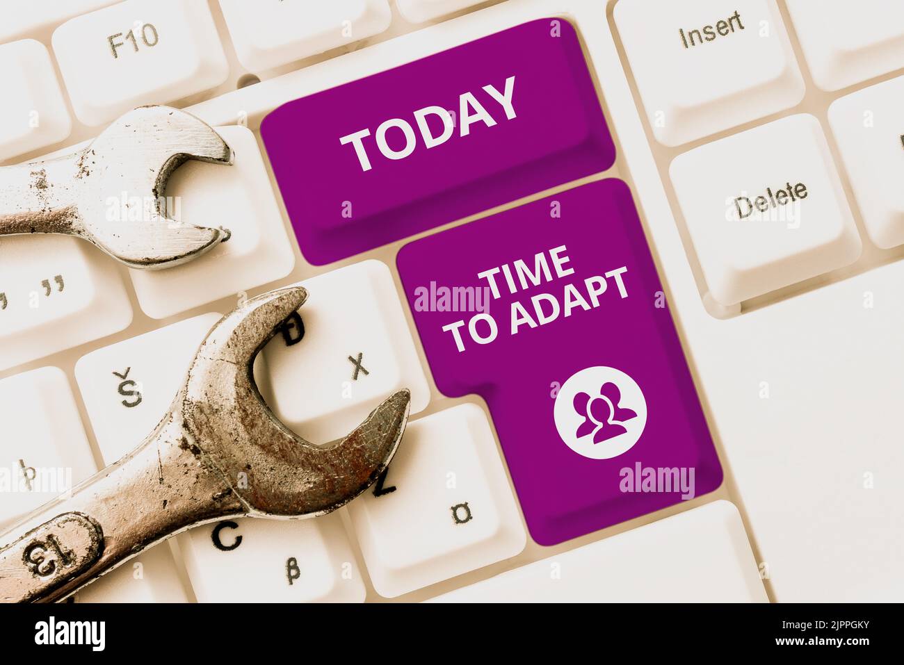 Text caption presenting Time To Adapt, Business showcase Moment to ...