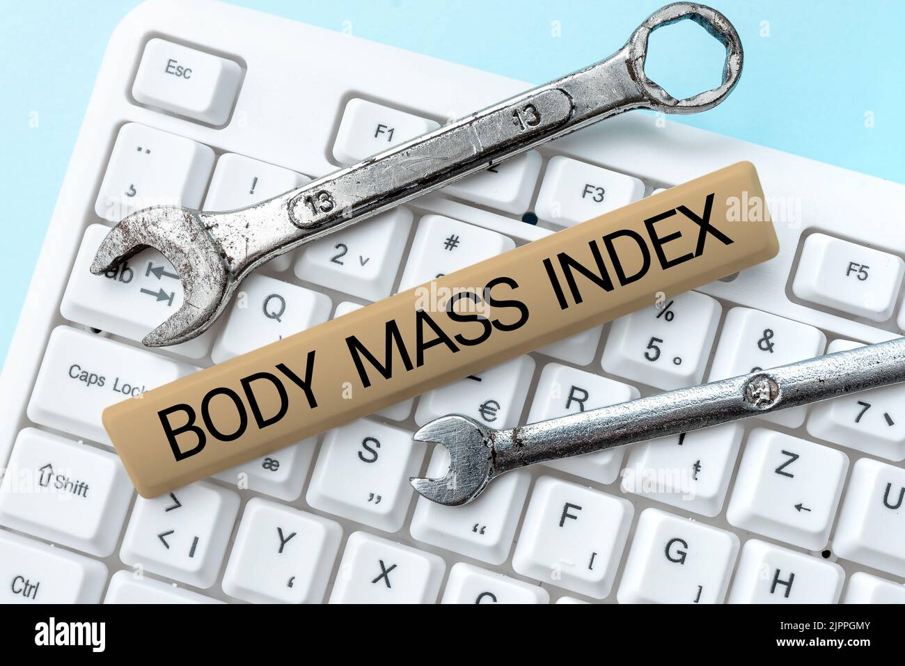 Text sign showing Body Mass Index, Word Written on Value derived from ...