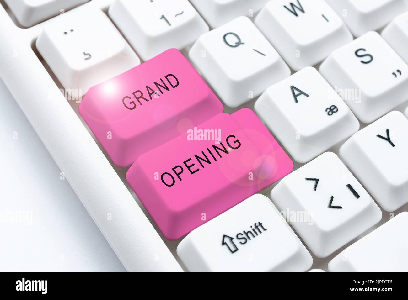 Hand writing sign Grand Opening, Word Written on Ribbon Cutting New ...