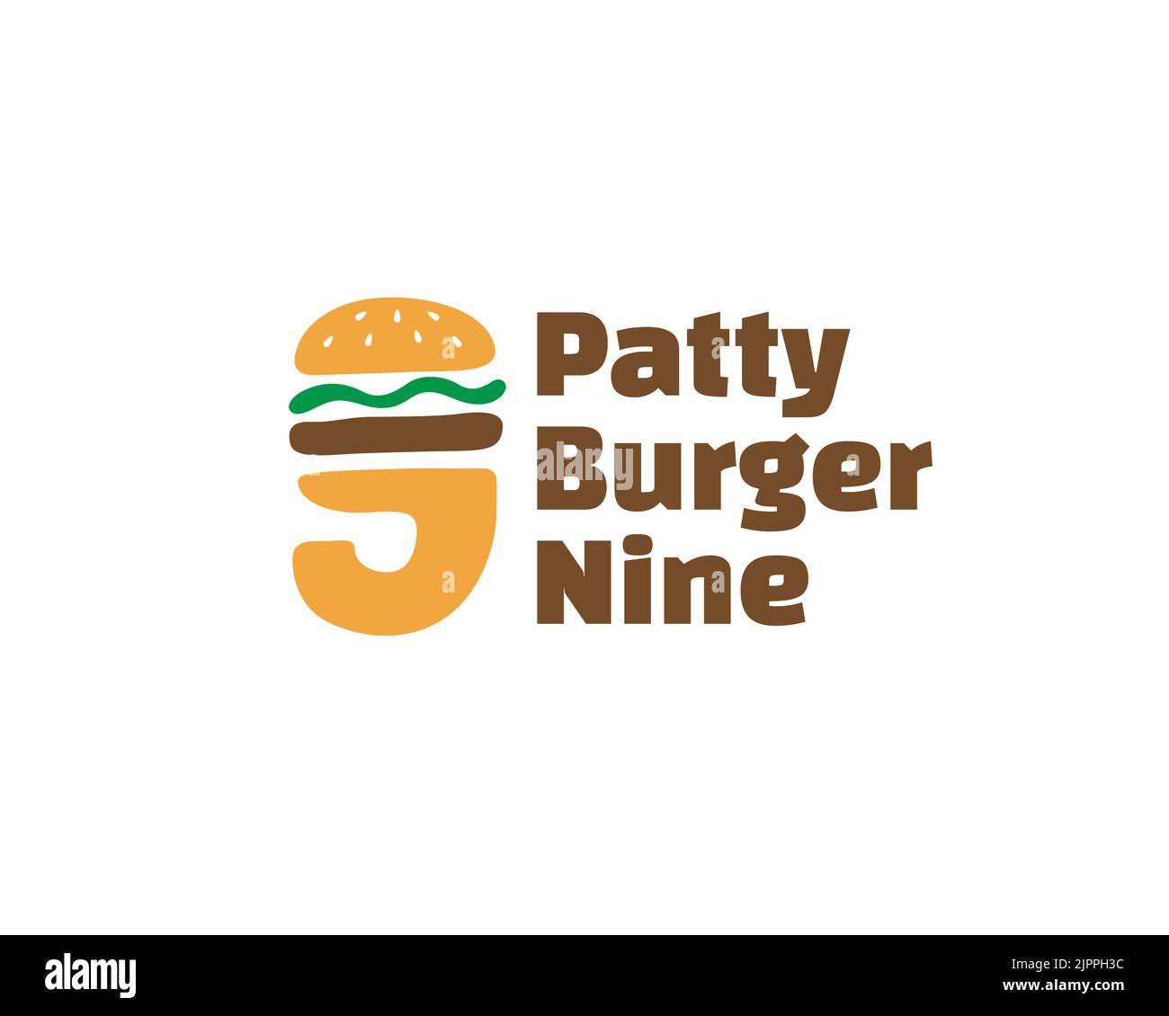 A brand or company logo of patty burger on white background Stock ...
