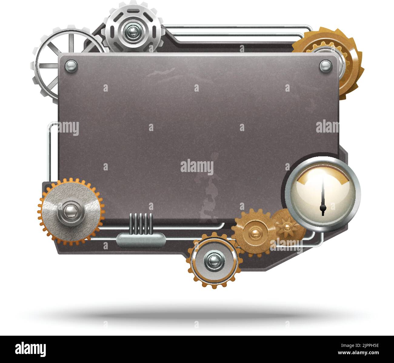 Steampunk frame in vintage style on white background isolated vector ...