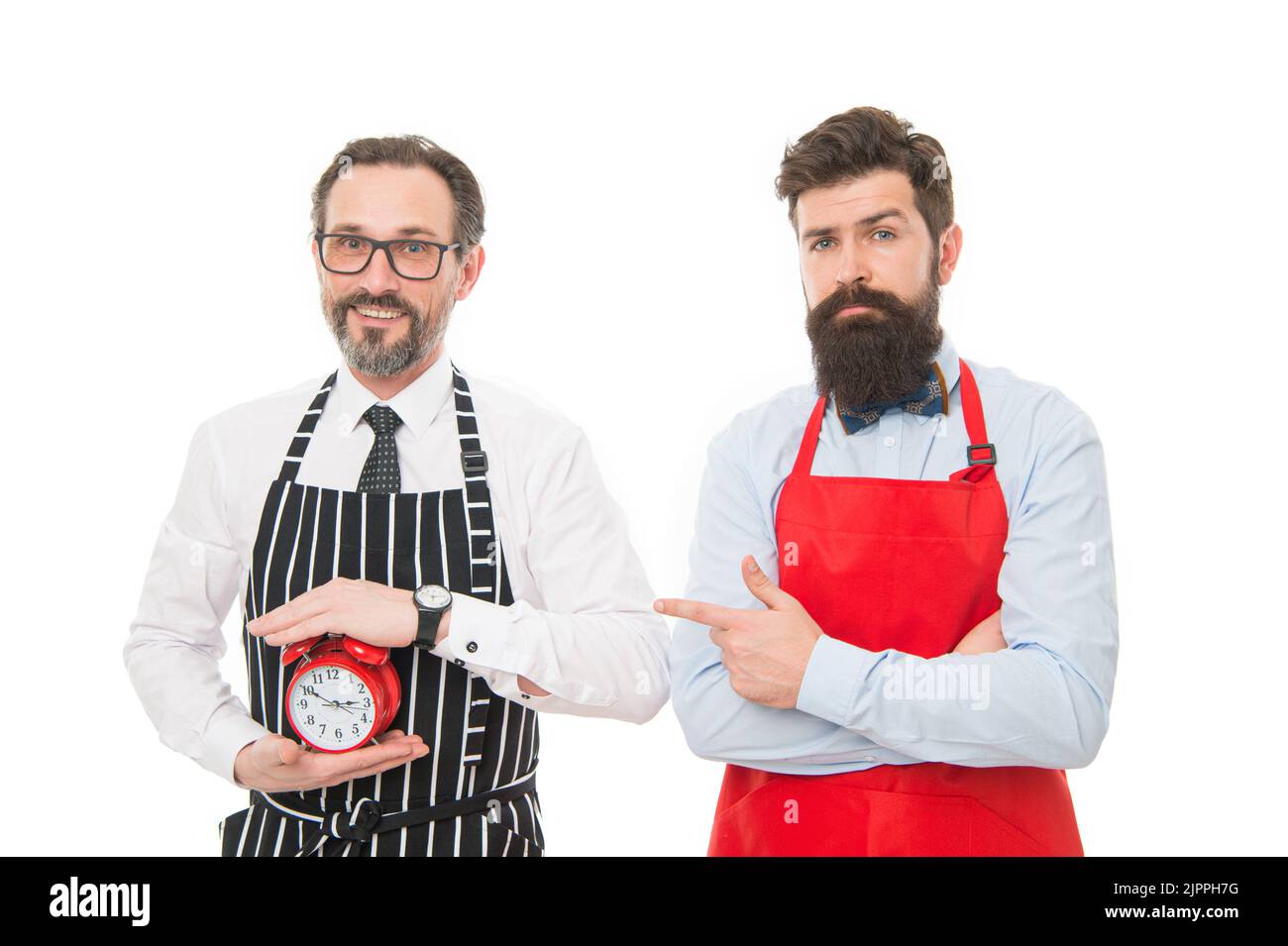 men competition in cooking. chef team in apron. Food delivery. fast ...