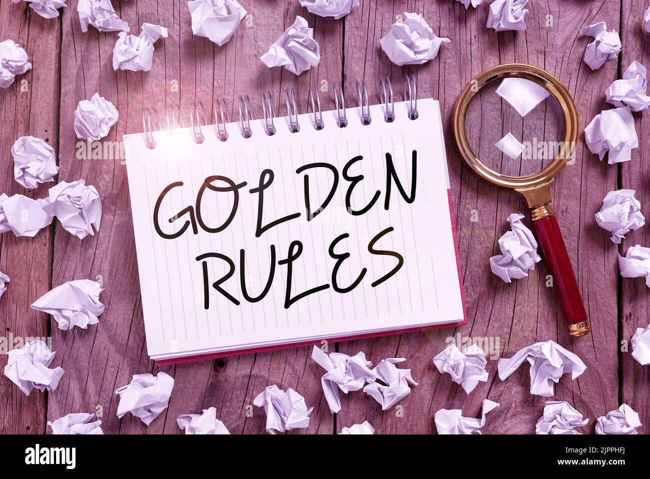 Text sign showing Golden Rules, Business overview Basic principle that ...