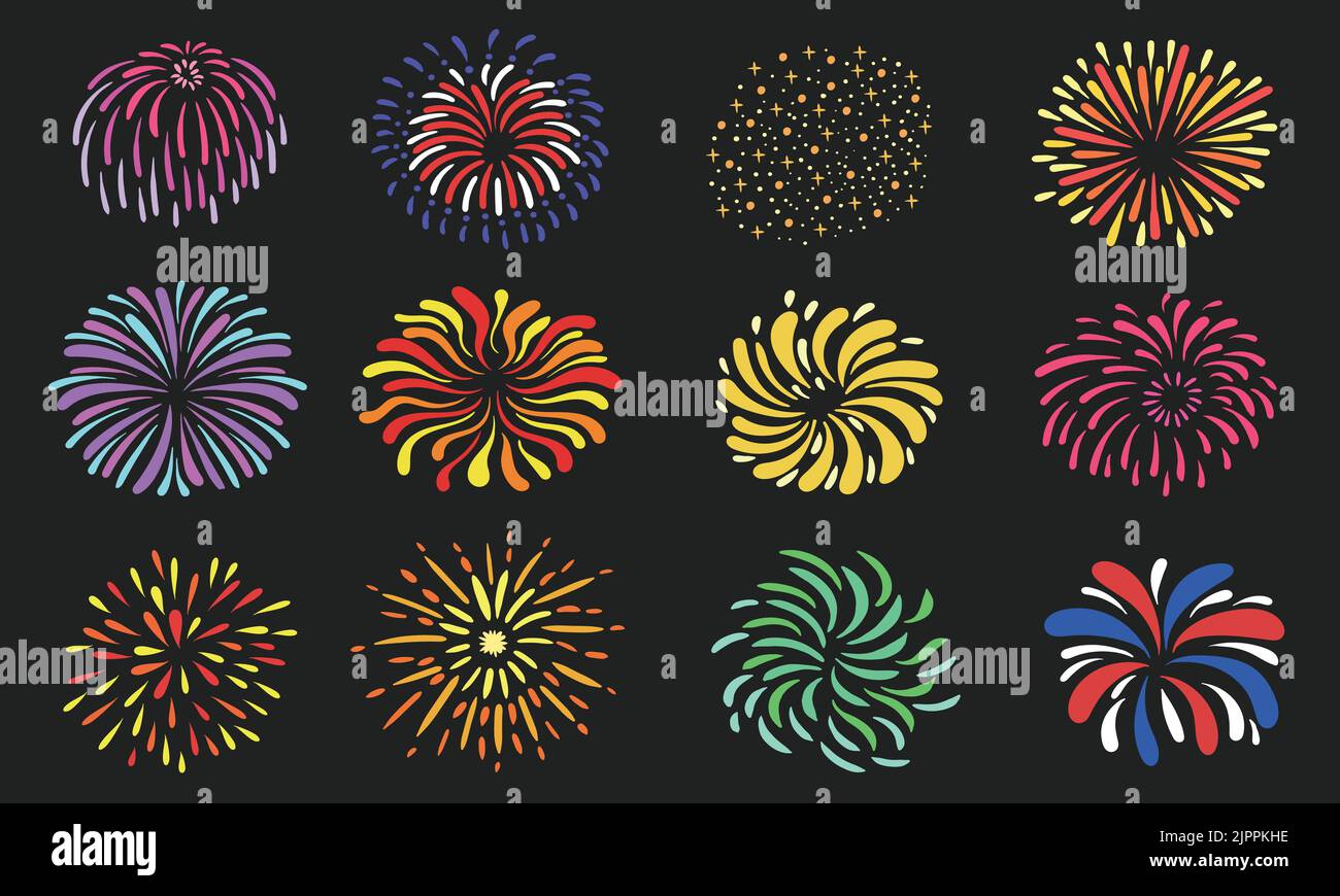 Fireworks abstract elements collection vector illustration Stock Vector ...