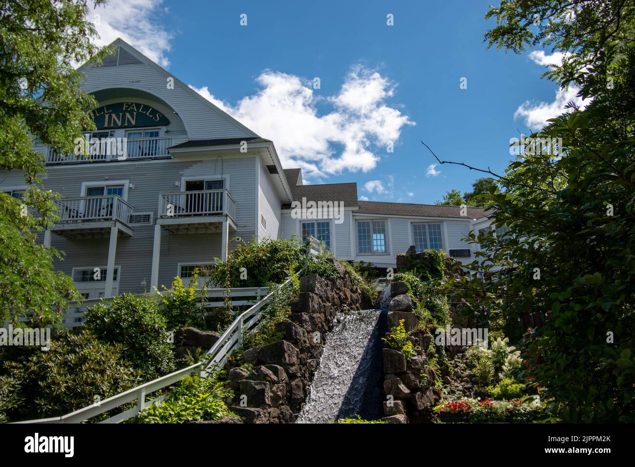 A waterfall at Mill Falls Inn in Meredith, Belknap County, New ...