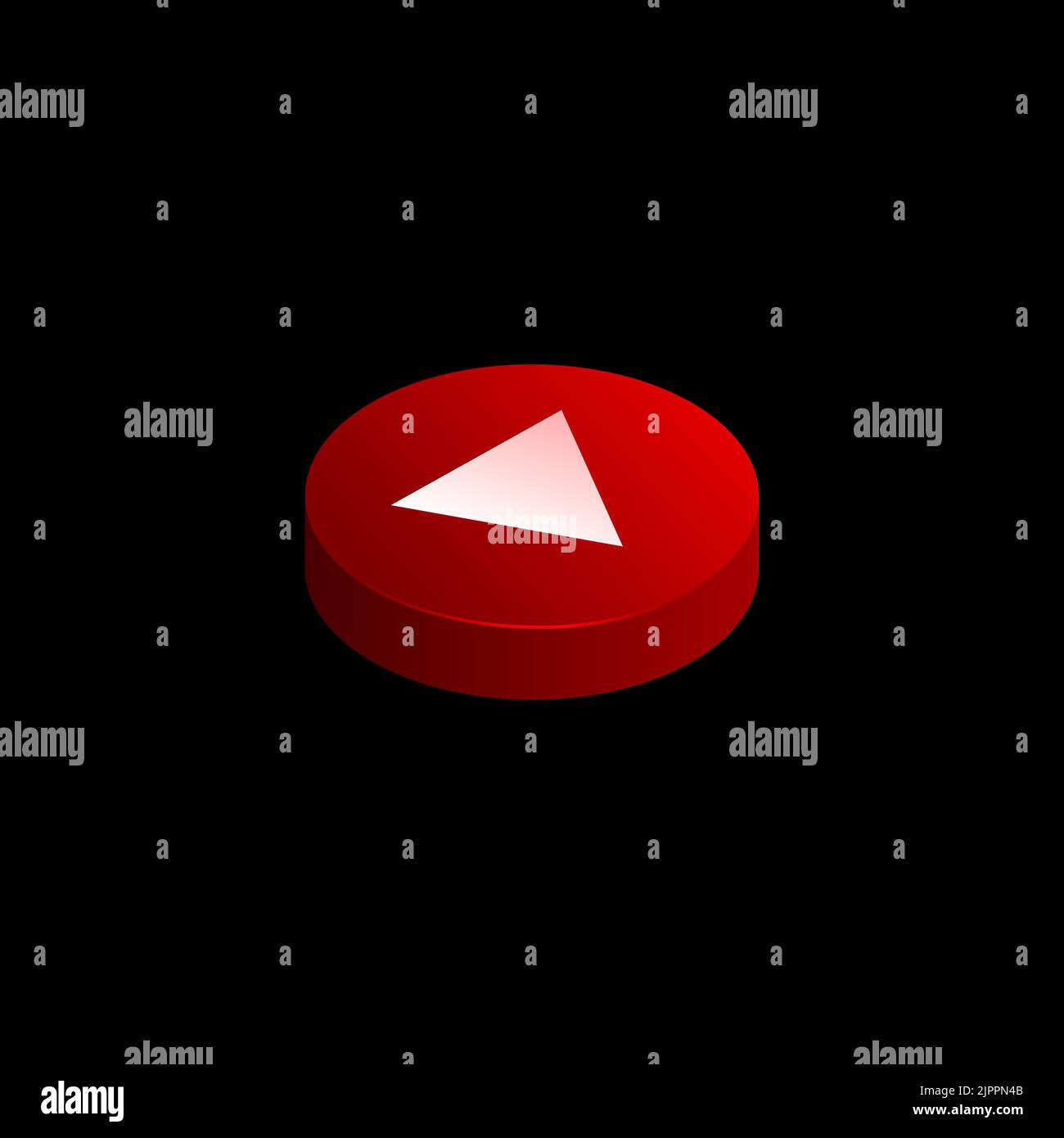 3D Red Play Icon. Round Button Graphic Element. Vector illustration ...