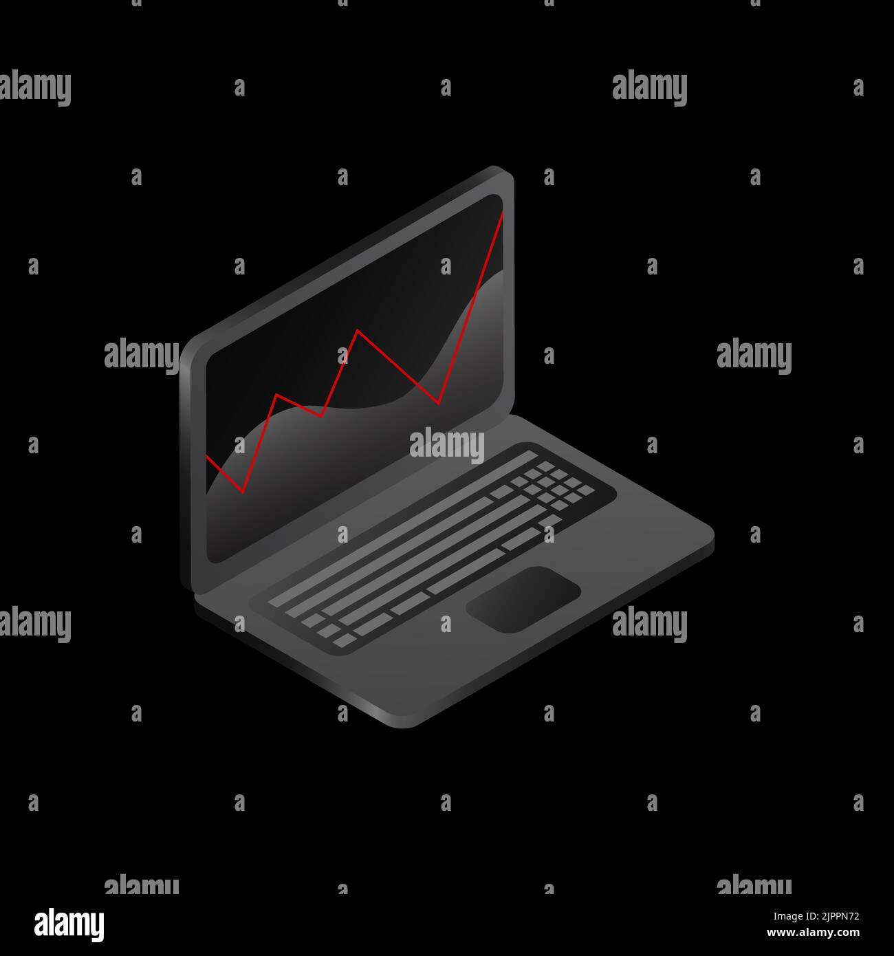 Graphic Black Laptop. Isolated Futuristic PC . Vector illustration ...