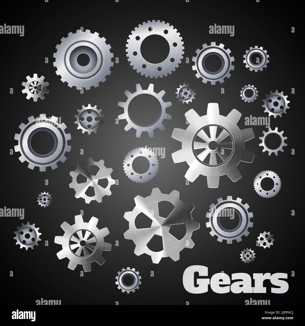 Metal cogwheel gears mechanisms industrial engineers poster vector ...