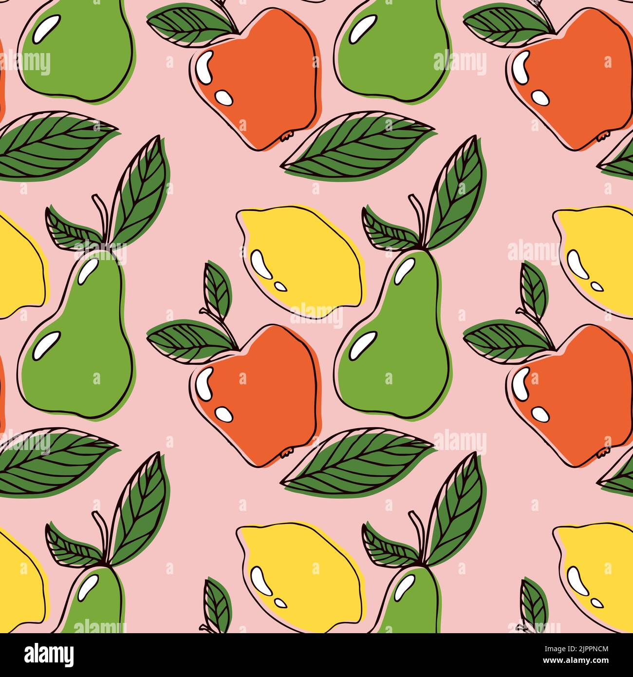 Lemon apple leaf pear Stock Vector Images - Alamy