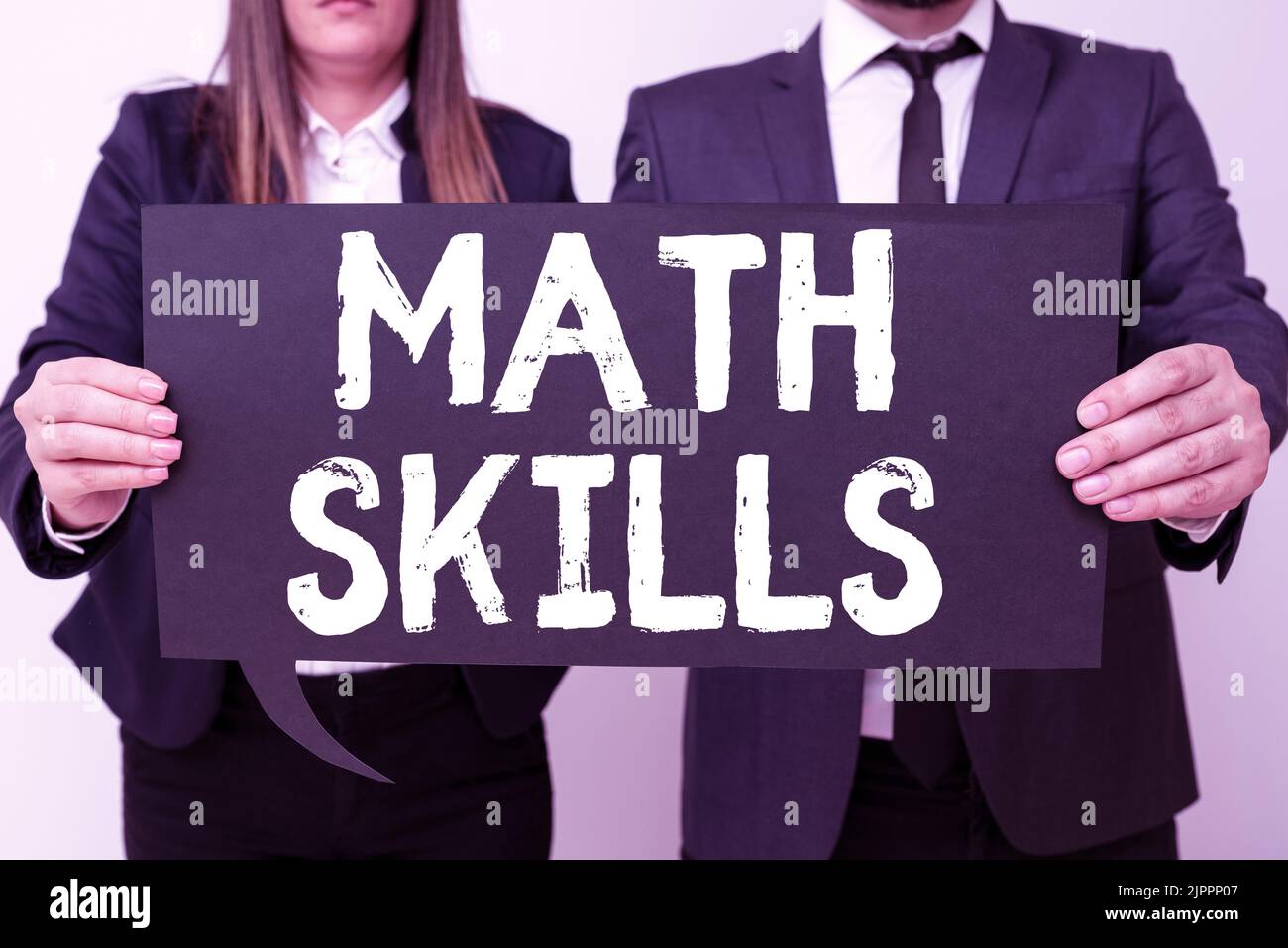 Text caption presenting Math Skills, Business overview starting to ...