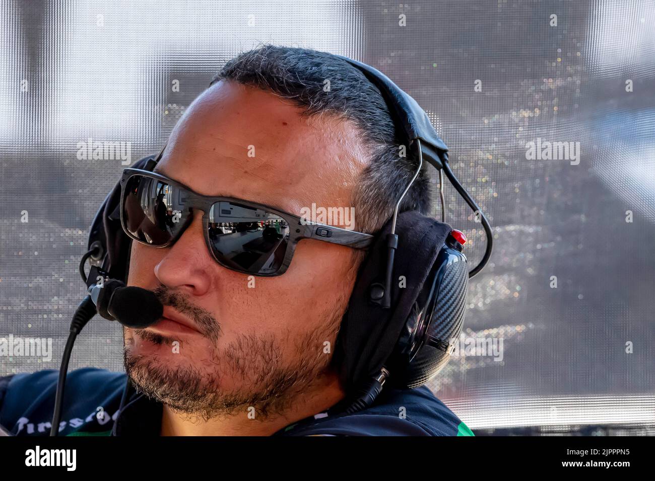 Madison, IL, USA. 19th Aug, 2022. Crew members of Juncos Racing prepare ...