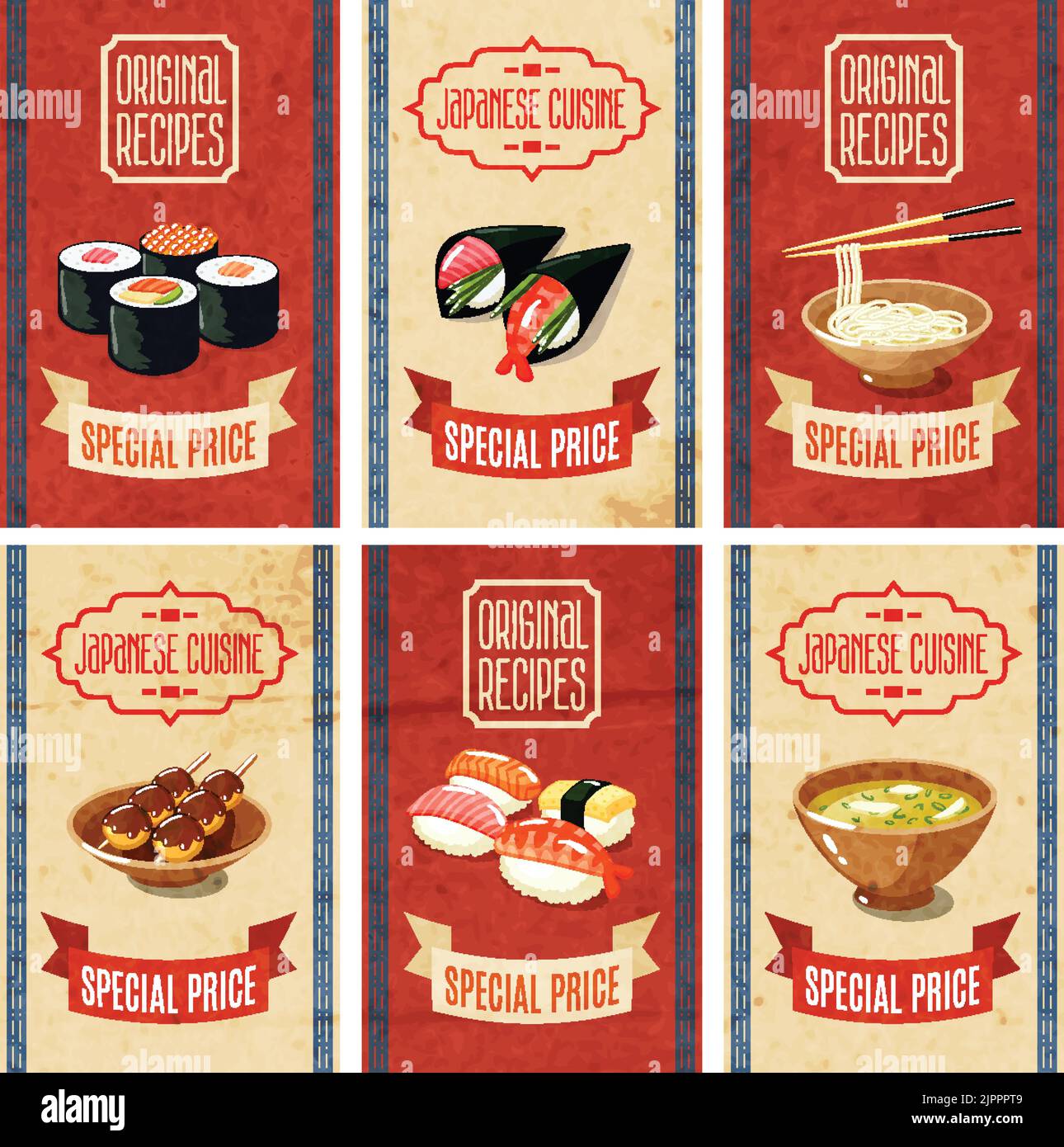 Asian food original recipes japanese cuisine special price banners set ...