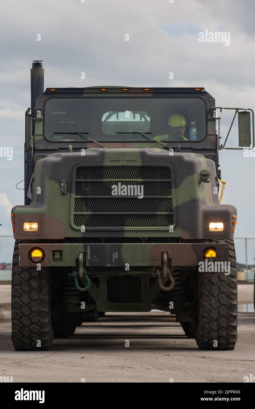 A U.S. Marine Corps landing support specialist with Landing Support ...